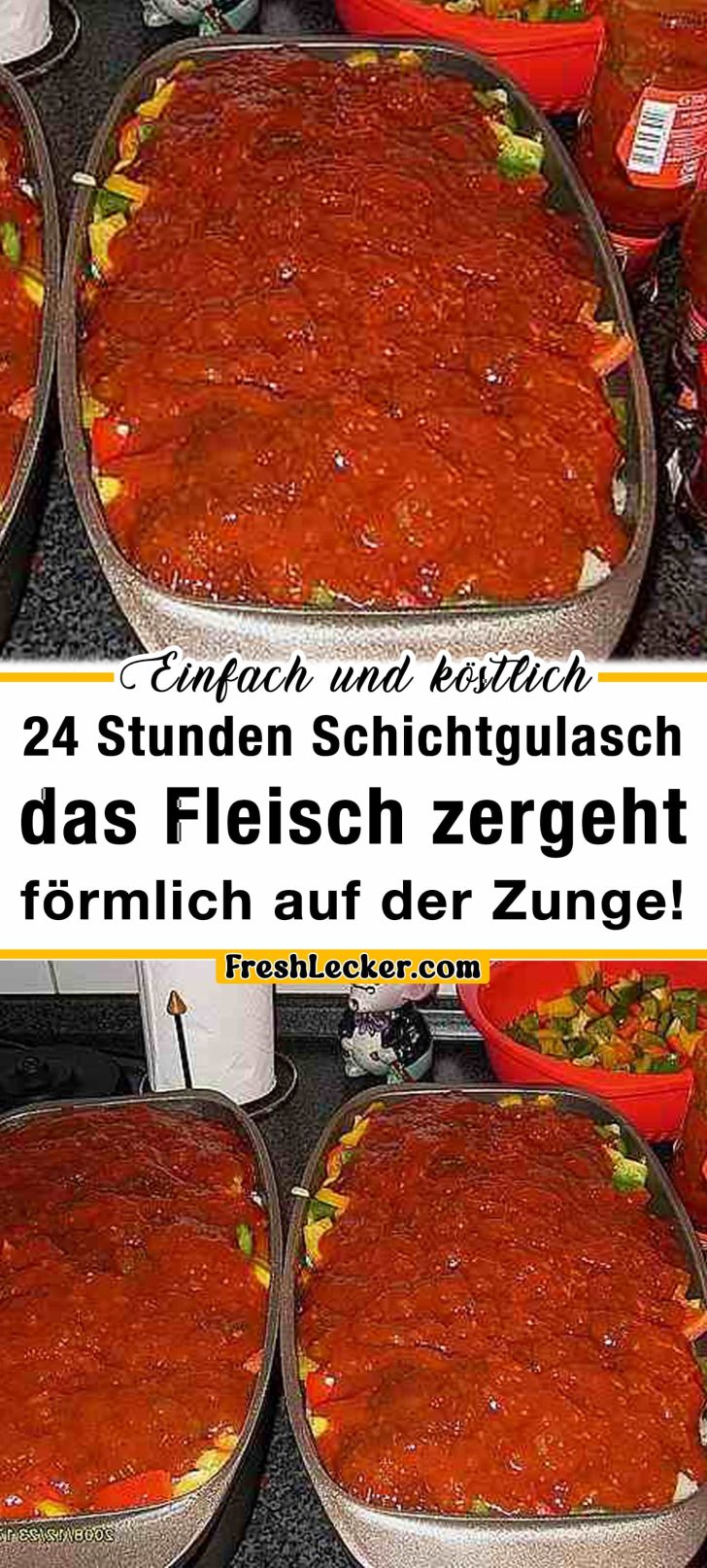 24 Stunden Schichtgulasch, das Fleisch zergeht förmlich auf der Zunge ...